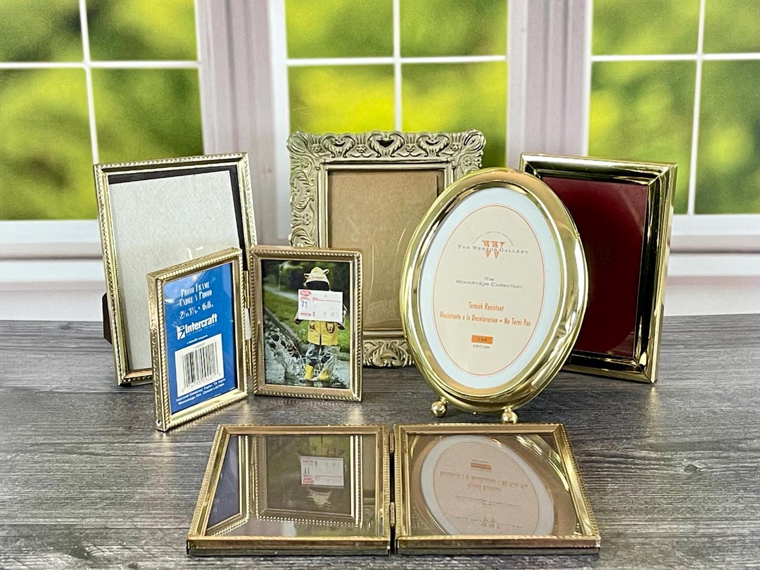 Lot of 6 Small Ornate Gold Metal Picture Frames-glass Easel Backings ...