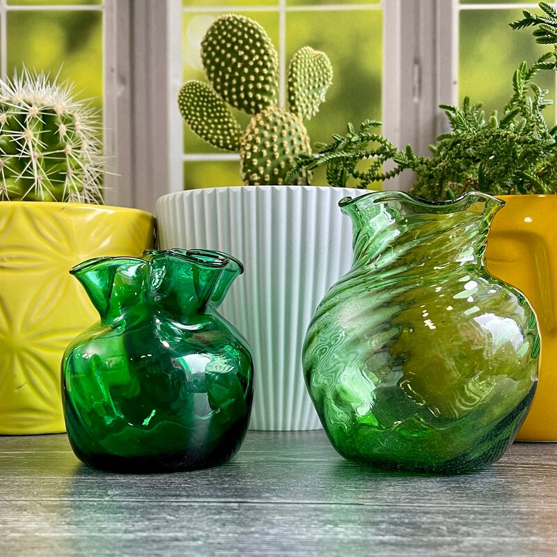 Green Glass Vase - Etsy
