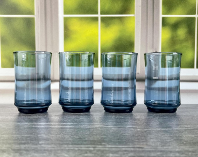 Set of 6 Vintage Libbey Dusty Blue Glass Tulip Tumblers 4.5 In. - Etsy