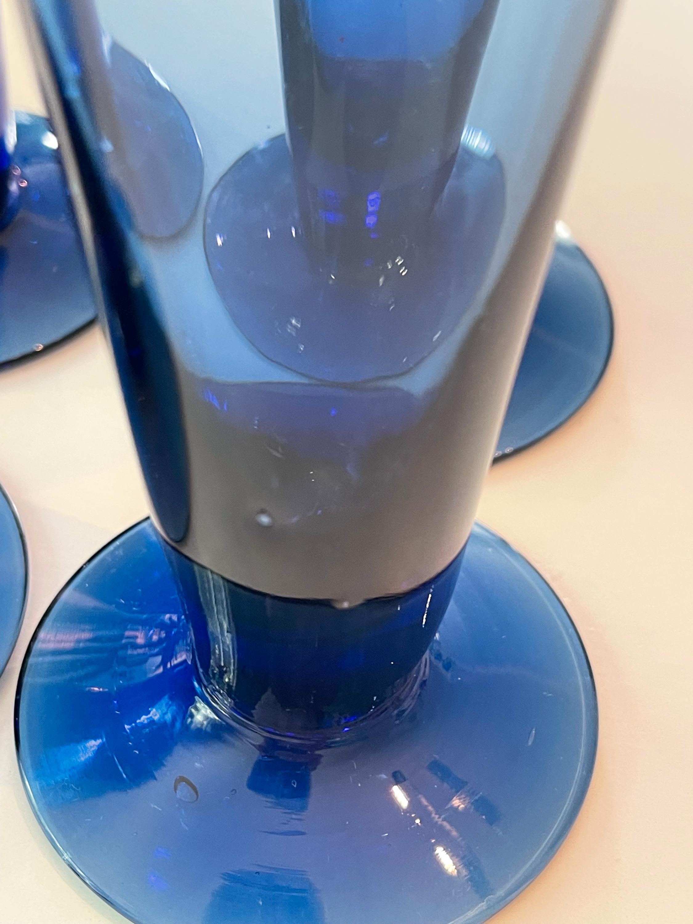 Set of Four Vintage Cobalt Blue Glass Beer Pilsner Glasses 9 1/4" Tall ...