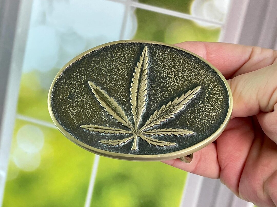 Vintage Solid Brass Pot Leaf Marijuana Belt Buckle 70s BTS Buckle ...