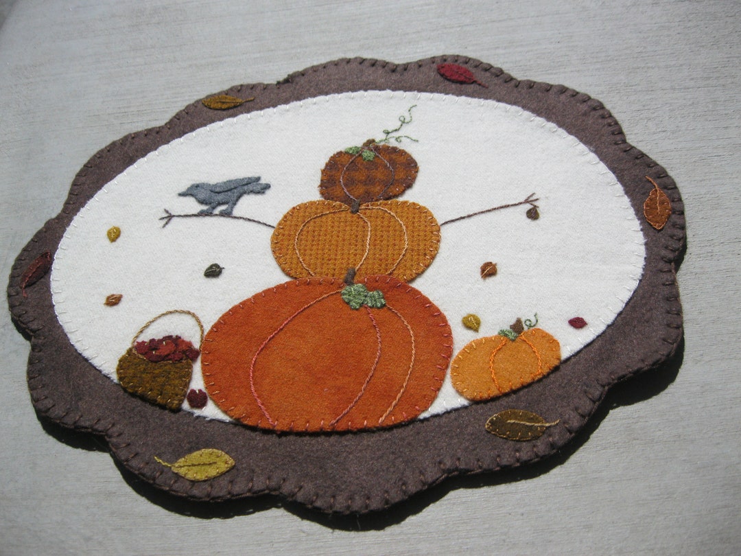 PDF Pattern: Autumn Pumpkins and Apples Penny Rug, Instant Download ...