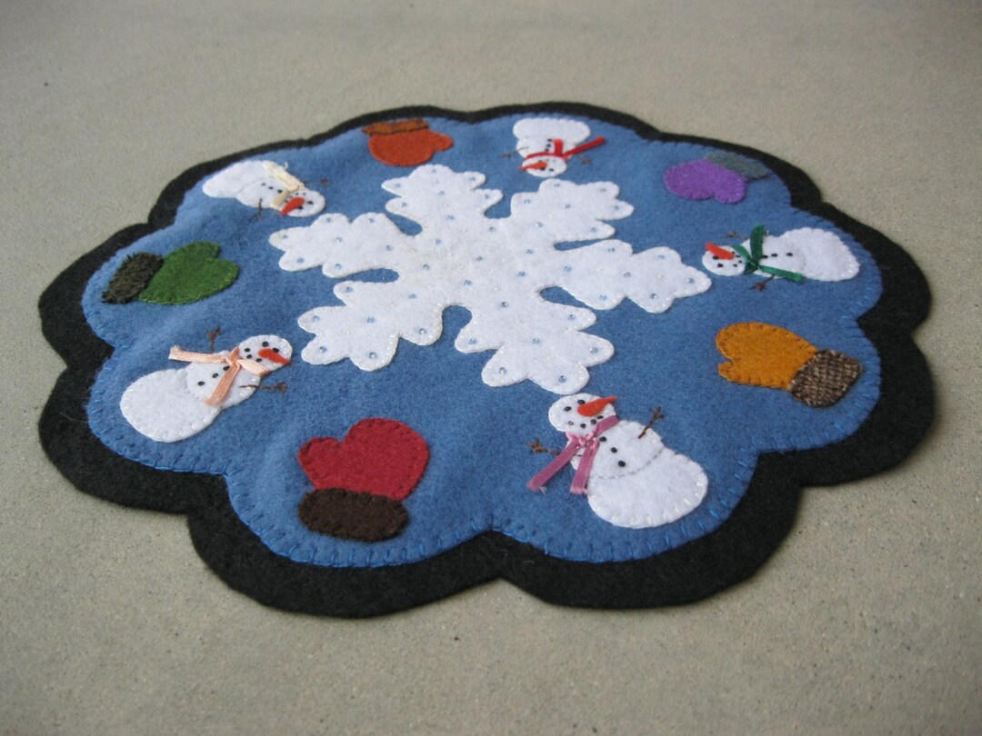 PDF Pattern: Snowmen & Mittens Penny Rug, Instant Download, Winter ...
