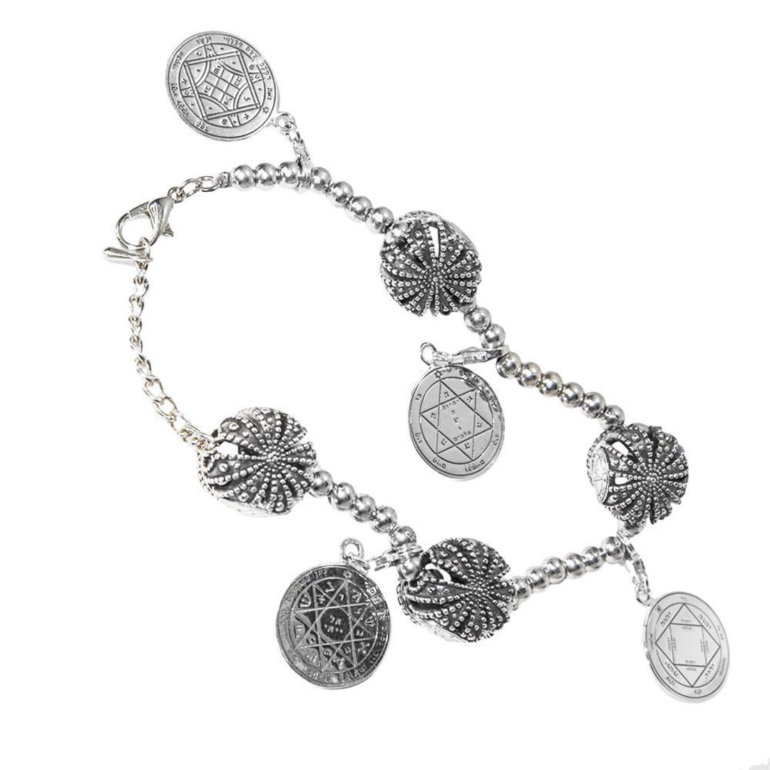 Bracelet Pendant Amulet Chain King Solomon Pentacle Seal Silver 925 ...
