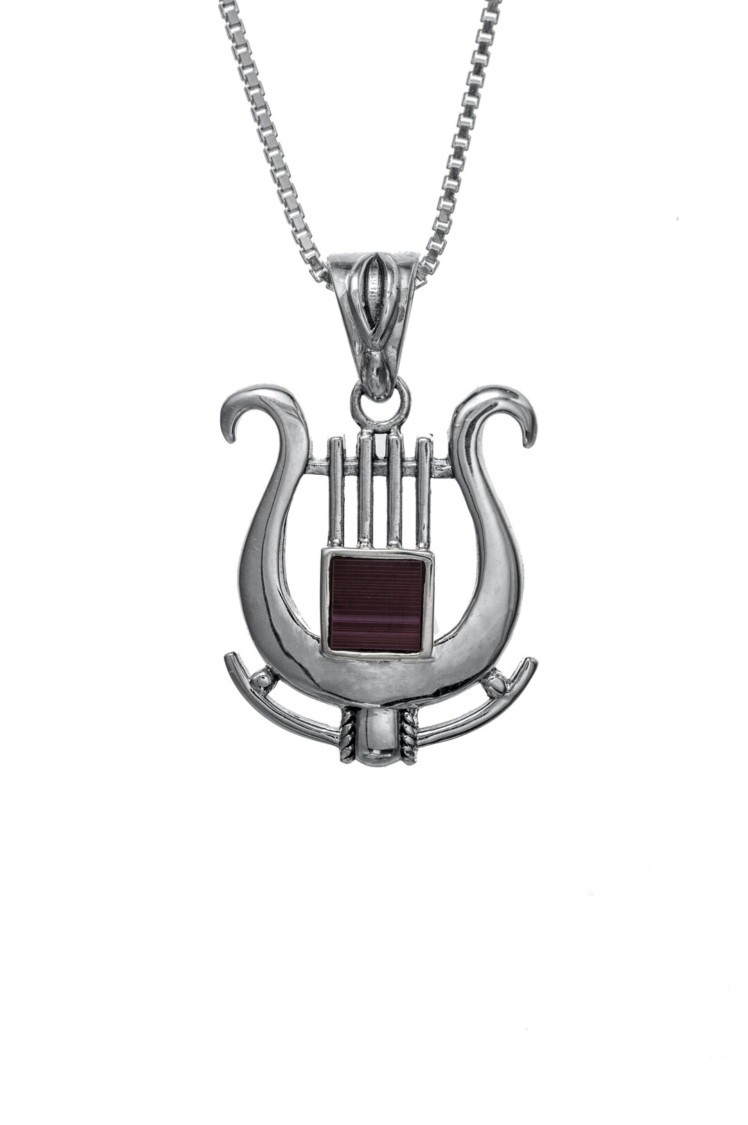Jerusalem Nano Bible Torah Pendant King David's Harp Necklace Silver ...