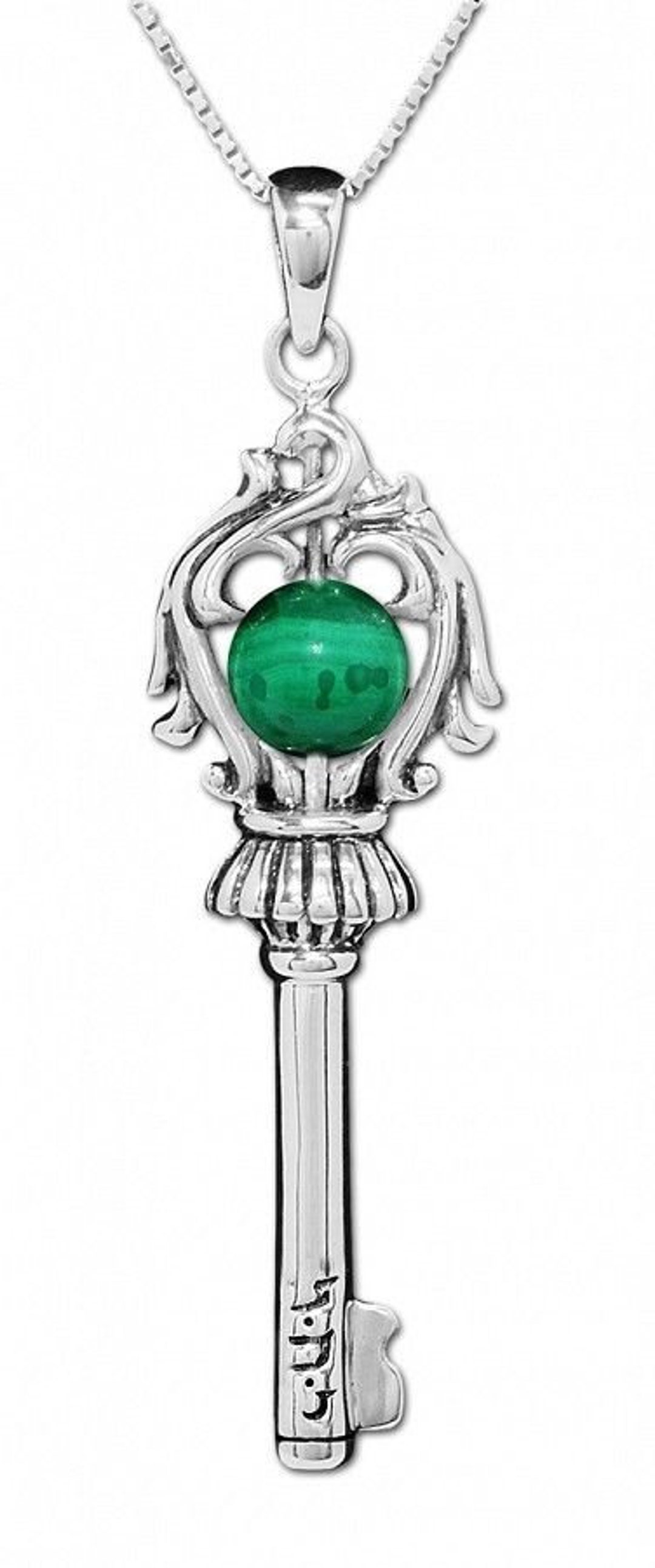 The Key of Soul for Protection Pendant Amulet Malachite Stone Silver ...