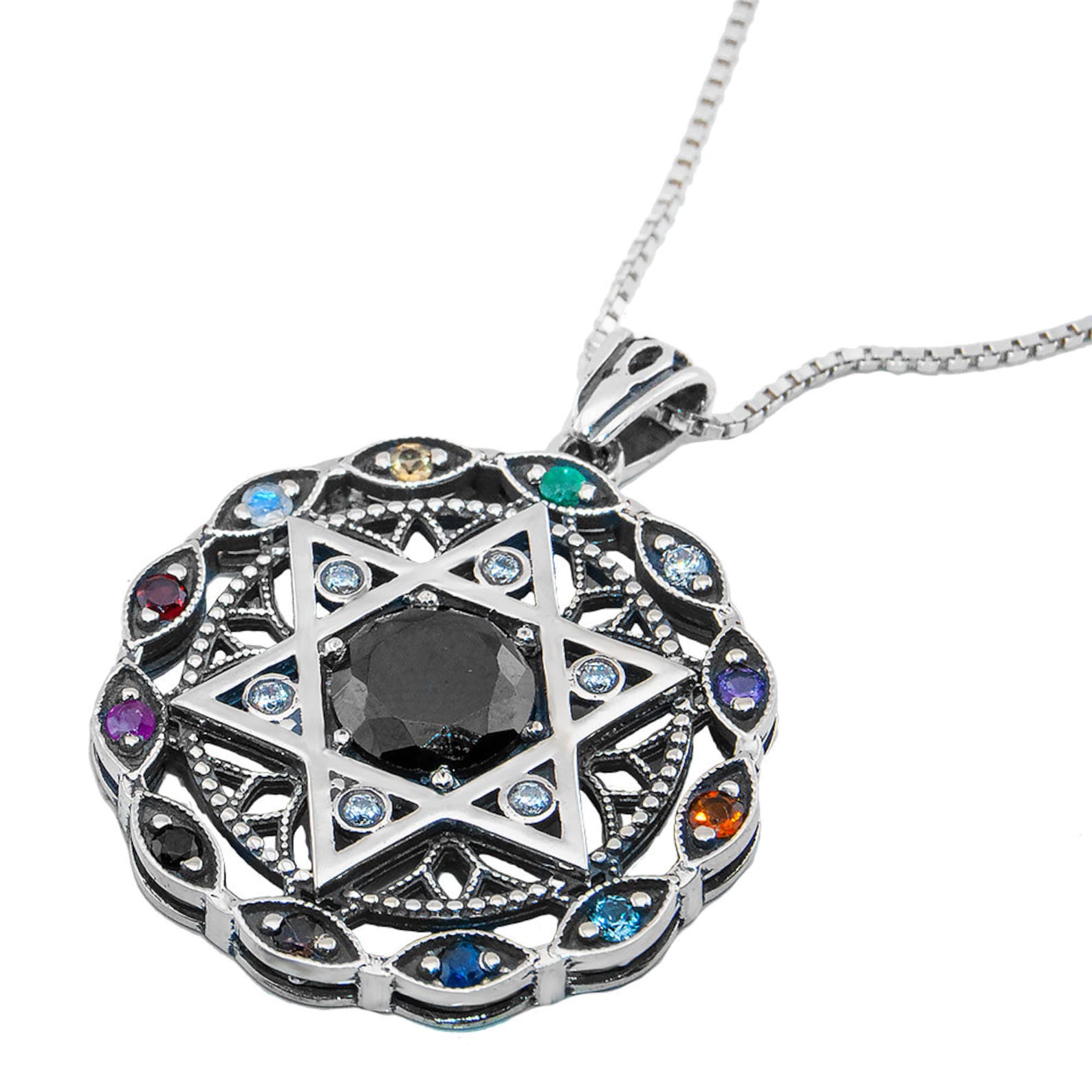 Rounded Kabbalah Pendant With Hoshen Stones Silver 925 Magen - Etsy