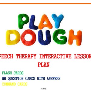 Play-doh Speech Therapy Printable Lesson Plan Activity Book, Expressive ...