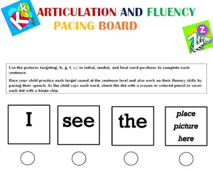 Articulation and Fluency Pacing Board Speech Therapy Printable Activity ...