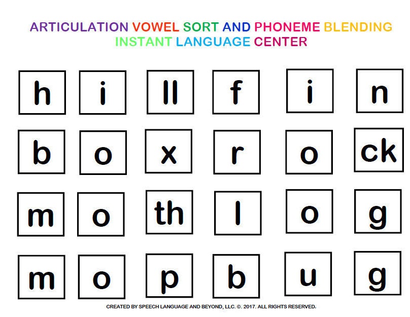 Articulation Vowel Sort and Phoneme Blending Instant Language Center ...