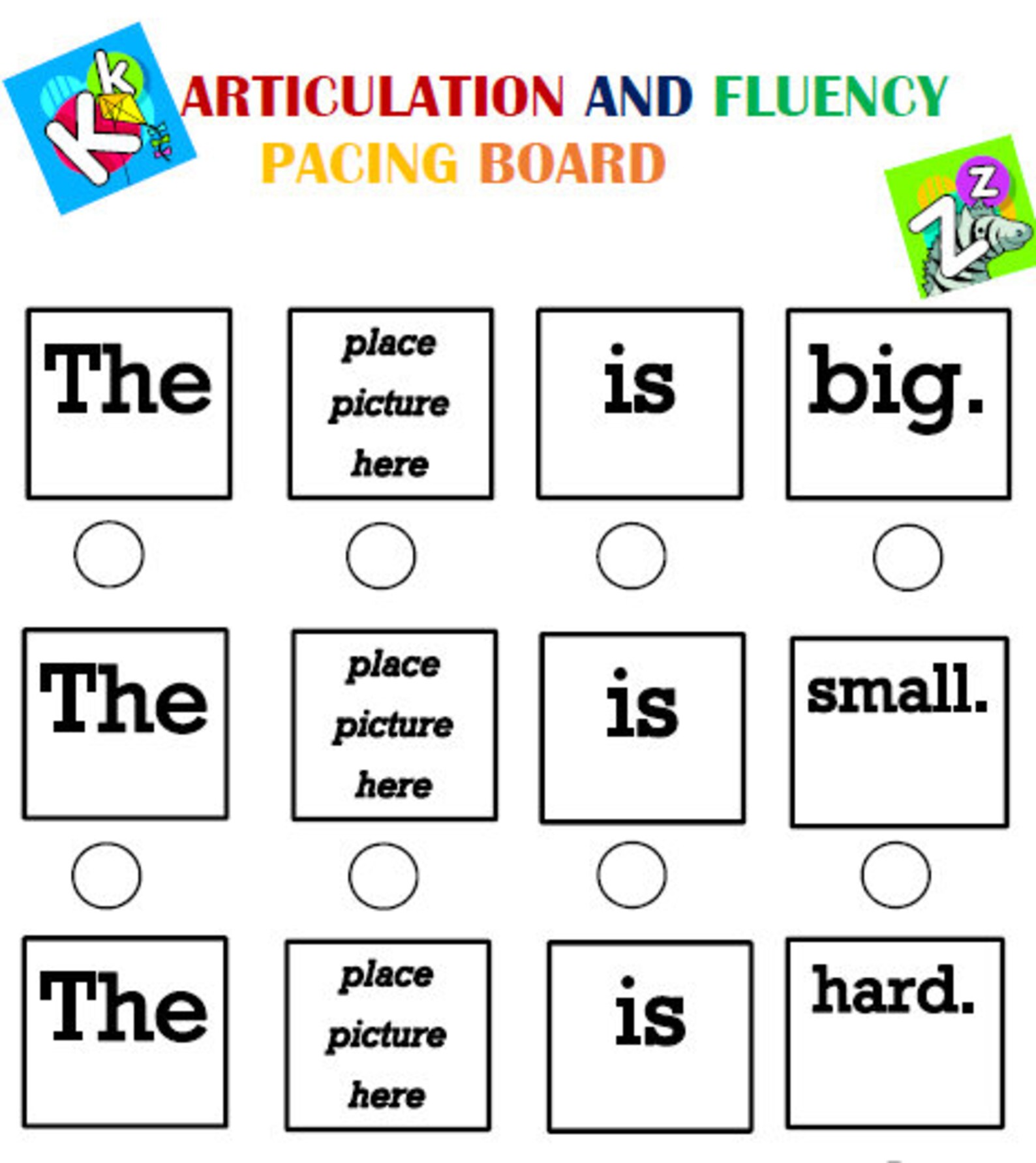 Articulation and Fluency Pacing Board Speech Therapy Printable Activity ...