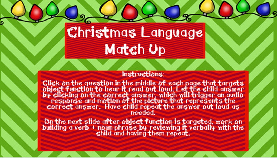 Christmas Language Match-up: Speech Language Activity for Object ...