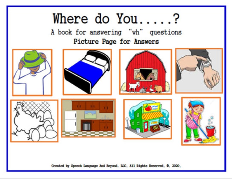 Where Question Book for Speech Therapy WH Question Speech Therapy Cut ...