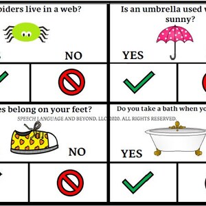 Yes-no Detailed Speech Therapy Flashcards for Toddlers and Preschooler ...