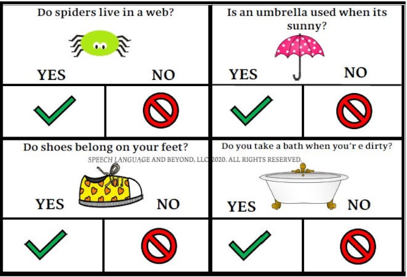 Yes-no Detailed Speech Therapy Flashcards for Toddlers and Preschooler ...