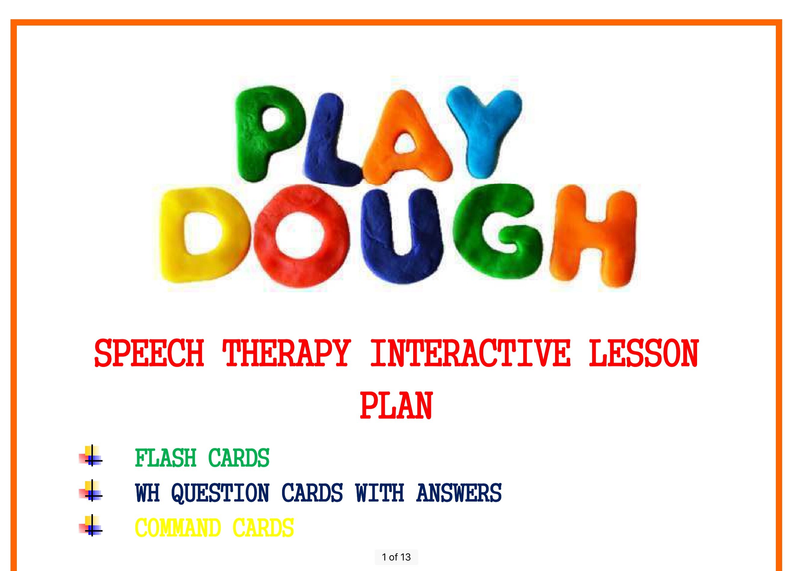 Play-doh Speech Therapy Printable Lesson Plan Activity Book, Expressive ...