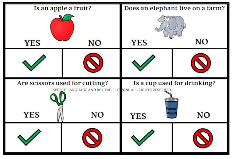 Yes-no Detailed Speech Therapy Flashcards for Toddlers and Preschooler ...