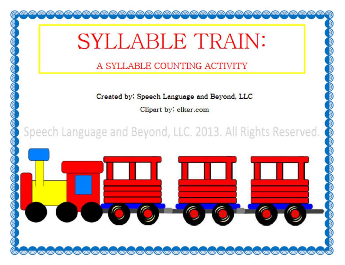Syllable Train Speech Therapy Printable Activity for | Etsy