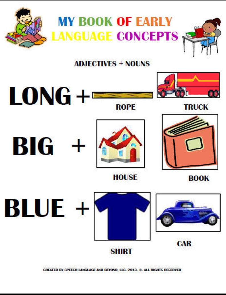 My Book of Early Language Concepts Speech Therapy Activity for ...