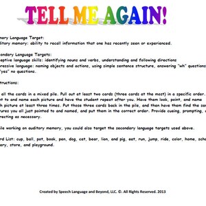 Tell Me Again-speech Therapy Printable Language Book for Toddlers and ...