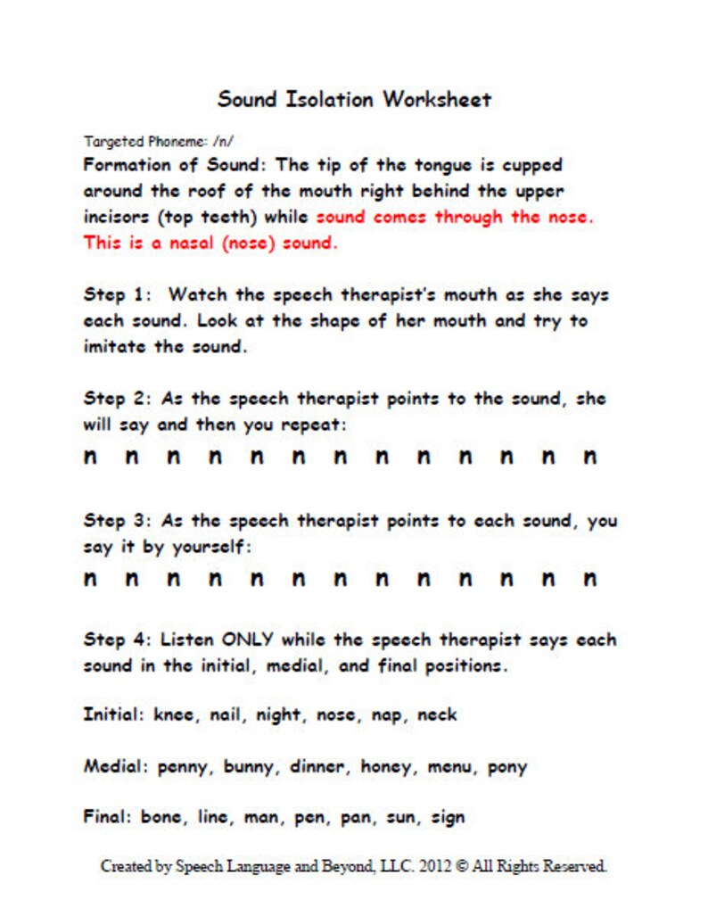 Sound Isolation Speech Therapy Activity Book for Articulation for ...