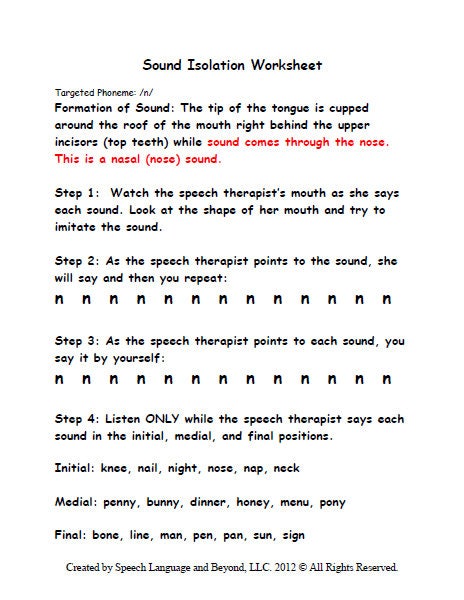 Sound Isolation Speech Therapy Activity Book for Articulation for ...