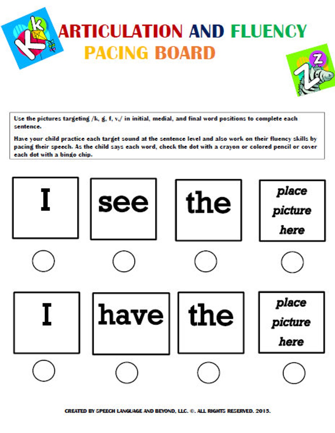 Articulation and Fluency Pacing Board Speech Therapy Printable Activity ...