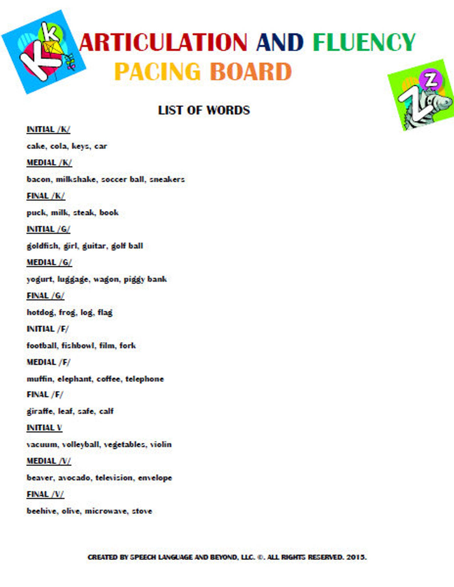 Articulation and Fluency Pacing Board Speech Therapy Printable Activity ...