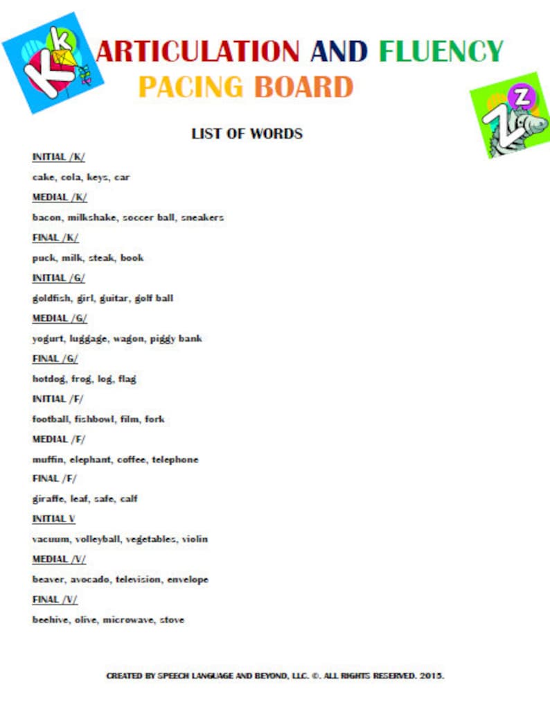 Articulation and Fluency Pacing Board Speech Therapy Printable Activity ...