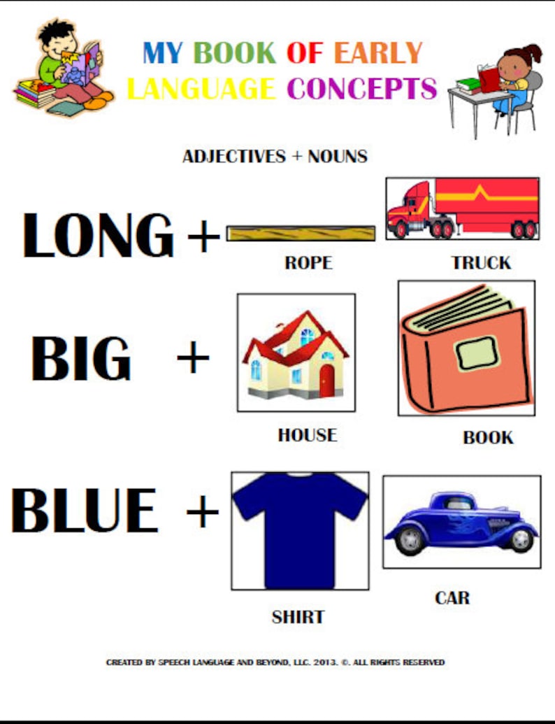My Book of Early Language Concepts Speech Therapy Activity for ...
