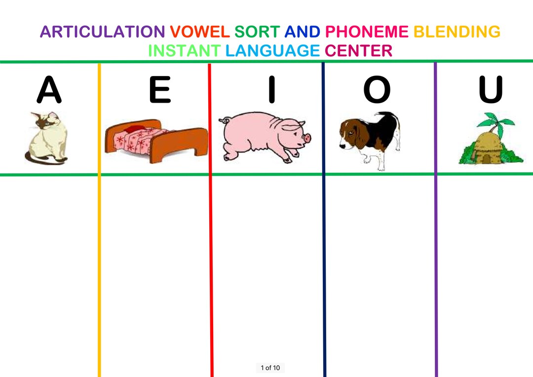 Articulation Vowel Sort and Phoneme Blending Instant Language - Etsy