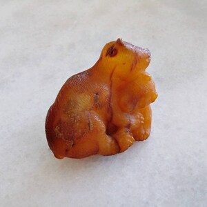 Amber Sculpture Bear Figurines Unique Gift Animal Gemstone Hand Carved ...
