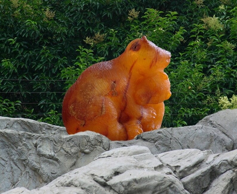 Amber Sculpture Bear Figurines Unique Gift Animal Gemstone Hand Carved ...
