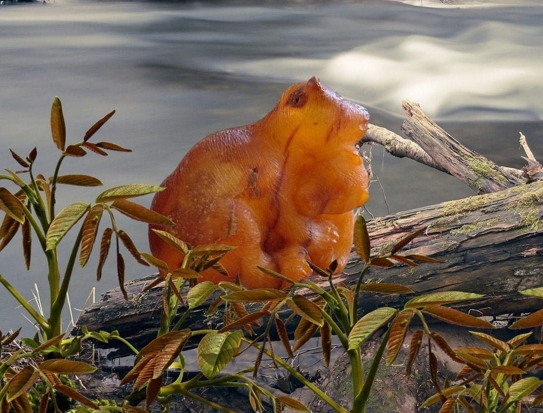 Amber Sculpture Bear Figurines Unique Gift Animal Gemstone Hand Carved ...