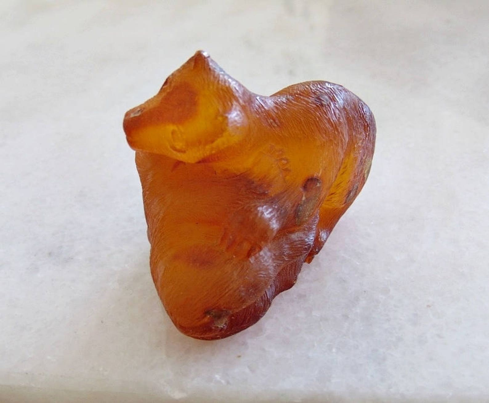 Amber Sculpture Bear Figurines Unique Gift Animal Gemstone Hand Carved ...