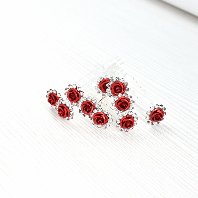 Red Rose Hair Pin - Etsy
