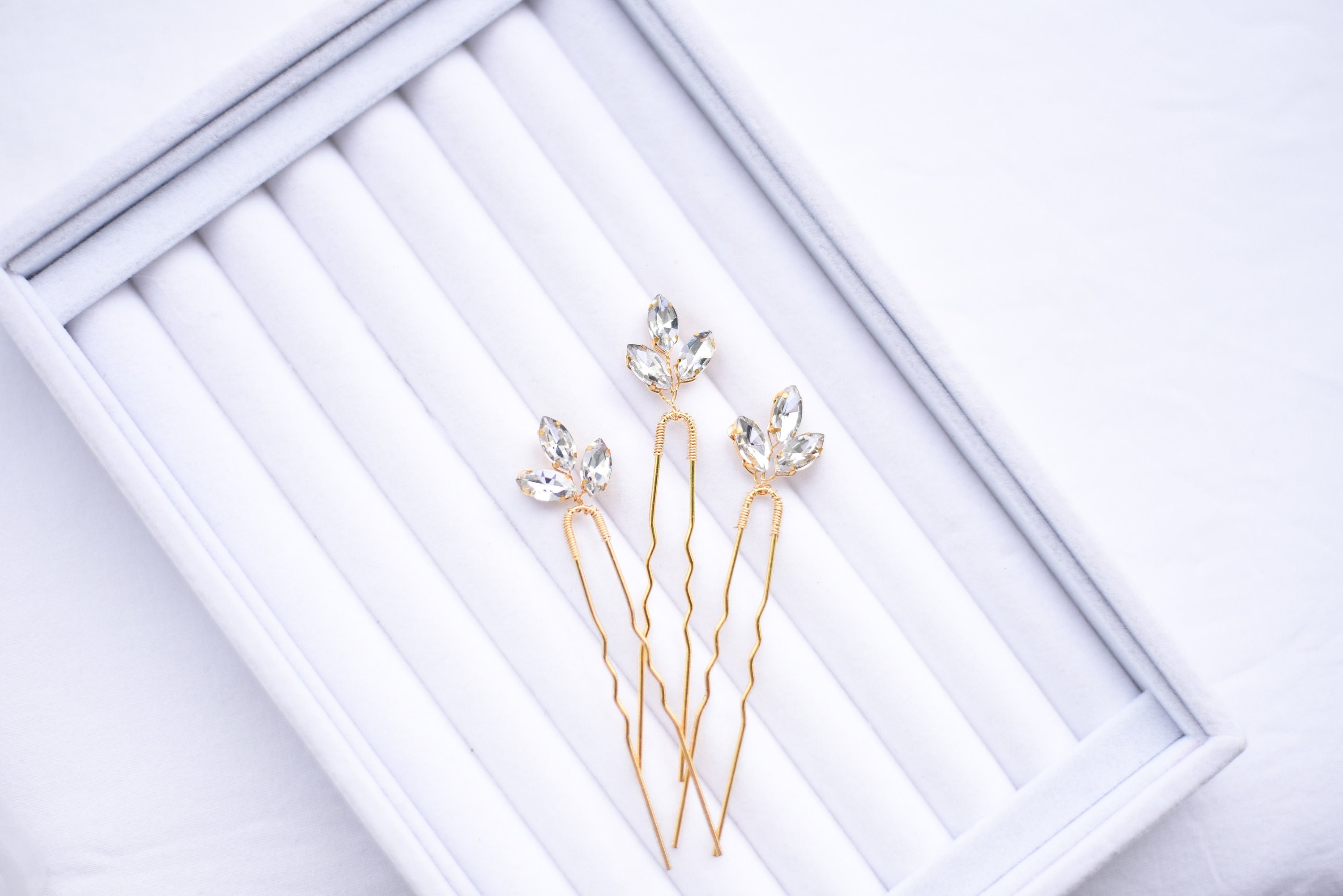 Bridal hair pins set of 3 Gold hair pins wedding hair pins | Etsy