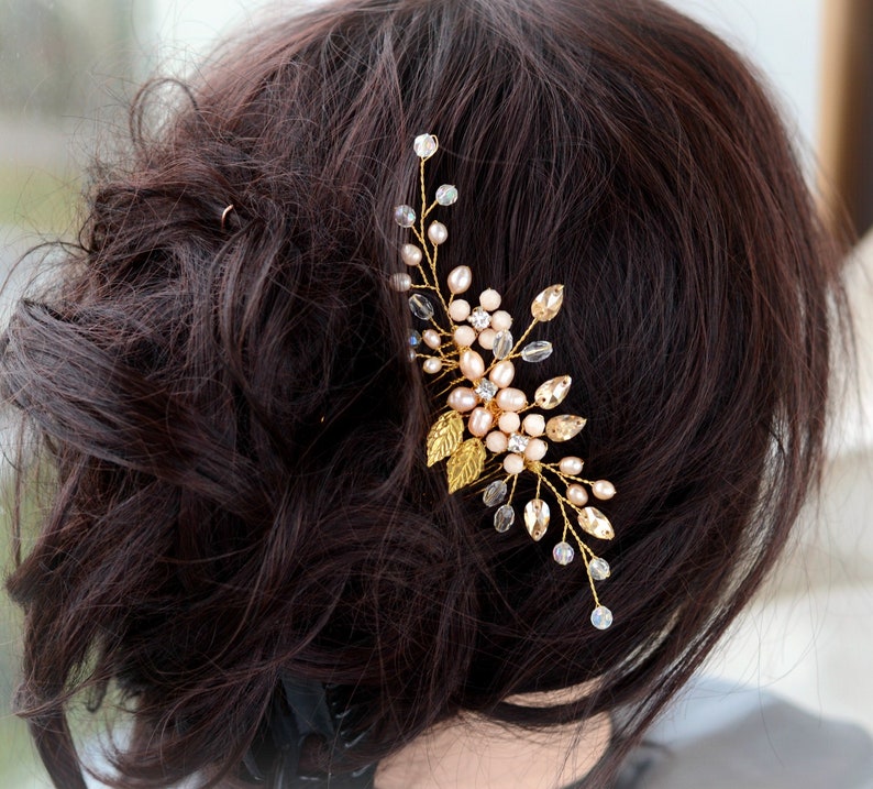 Gold Hair Comb Wedding hair comb pearl Bridal hair comb | Etsy