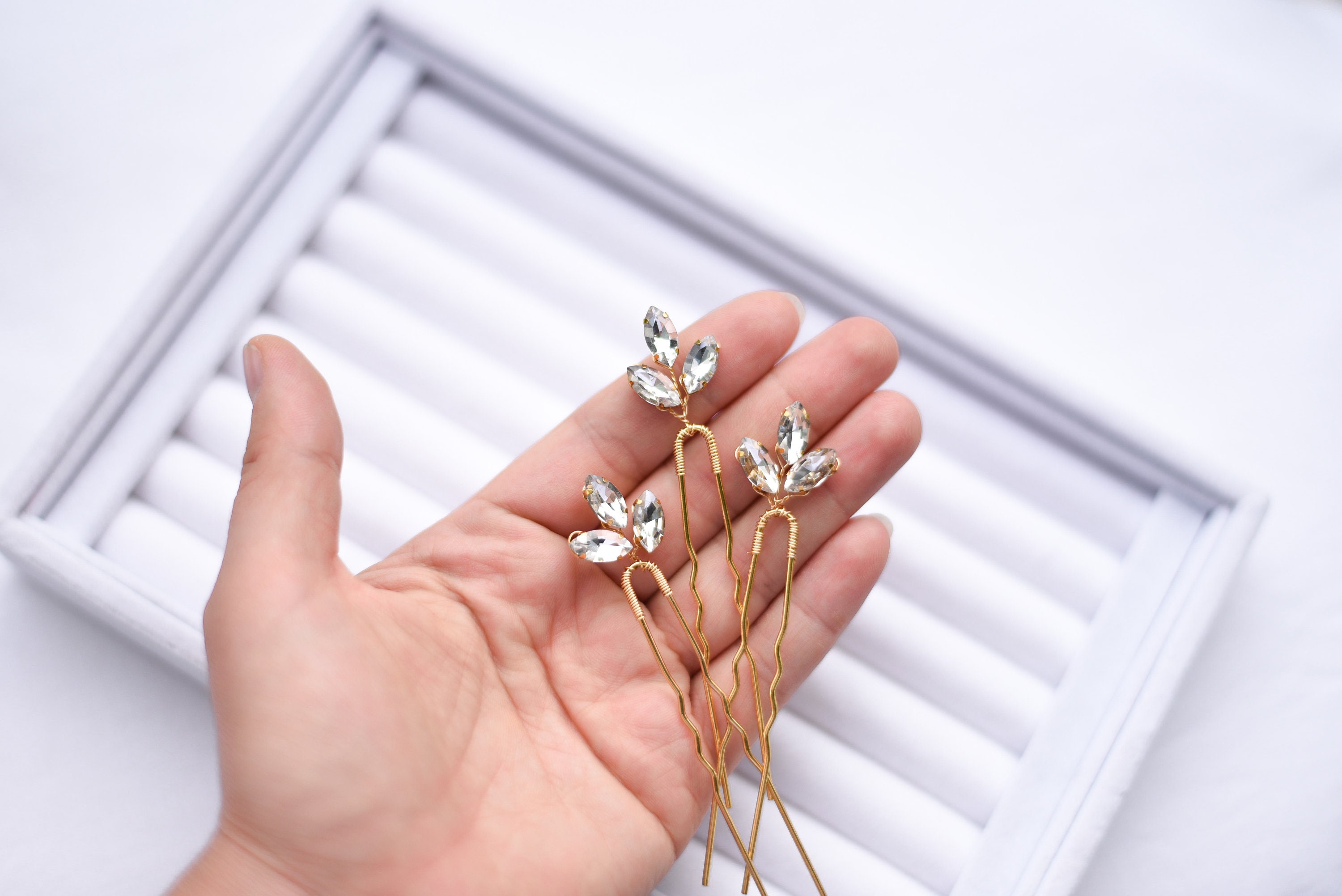 Bridal hair pins set of 3 Gold hair pins wedding hair pins | Etsy