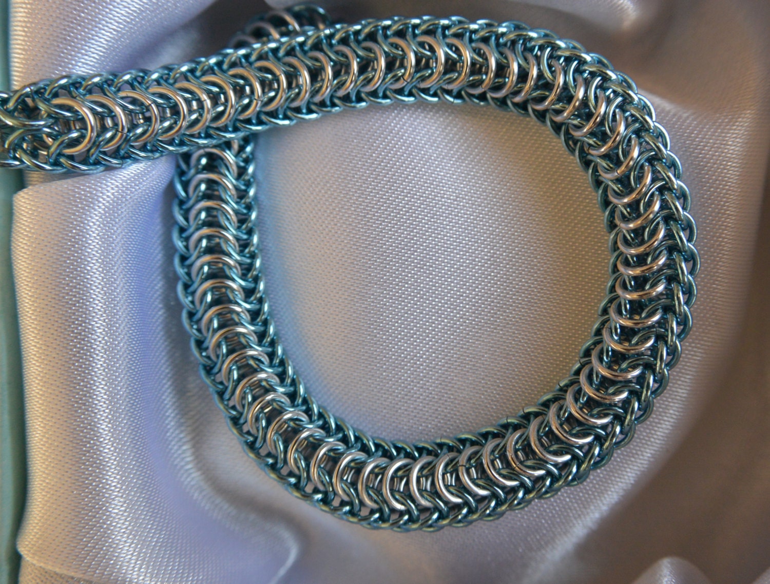 Blau und Silber Doppel Dragonback Chainmail Armband - Etsy.de