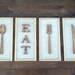 16'' Set of Four Wall Hanging Signs, Fork Spoon Knife and EAT Wooden ...