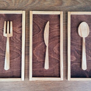 Wooden Kitchen Wall Hanging Sign 16'', Fork Spoon Knife Wooden Signs ...