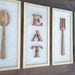 16'' Set of Four Wall Hanging Signs, Fork Spoon Knife and EAT Wooden ...
