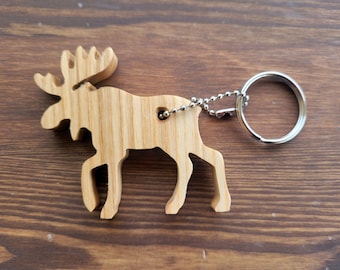 Wooden Moose Keychain Walnut Wood Animal Keychain - Etsy