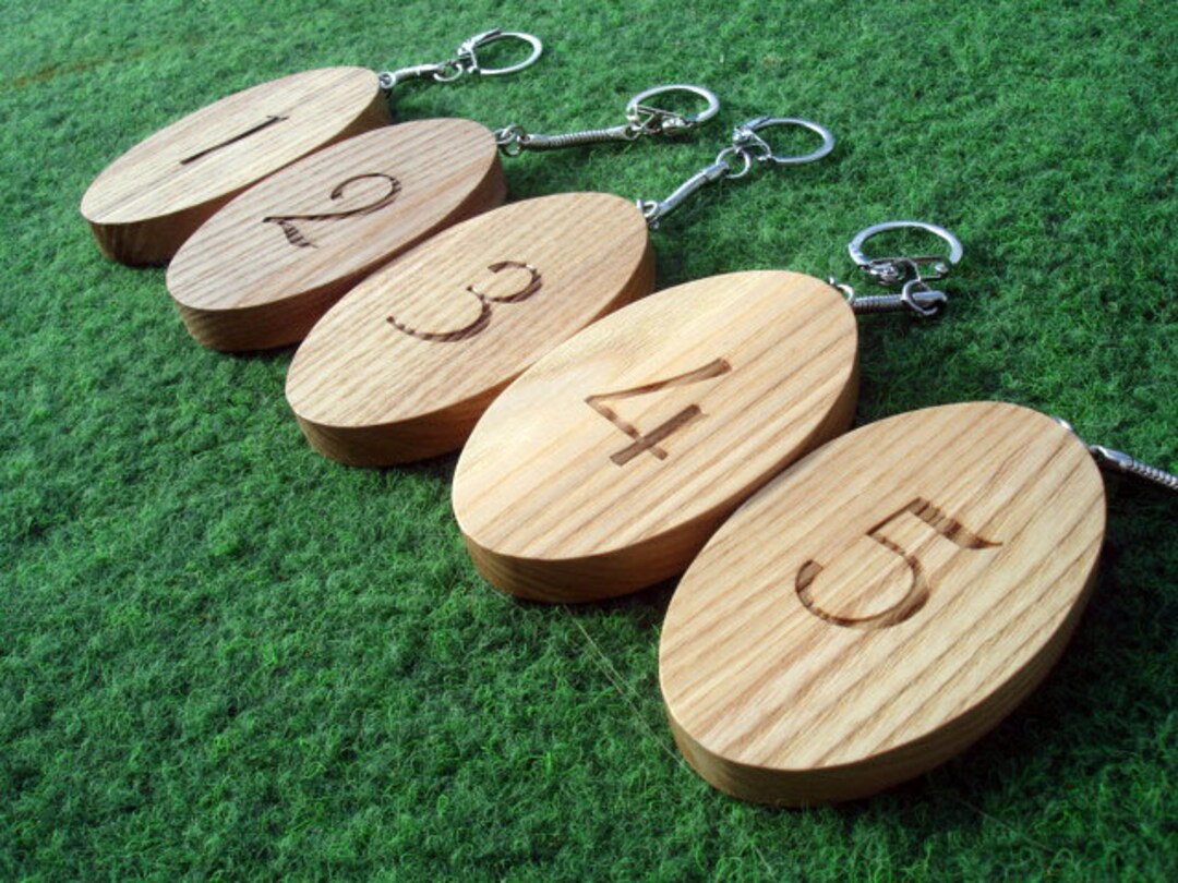 Wooden Oval Shape Key Chain Wood Key Fob Hand Cut With Numbers From 1 ...
