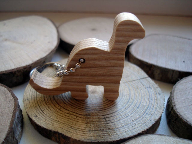 Wooden Dino Key Chain Wood Dinosaur Key Fob Hand Cut | Etsy