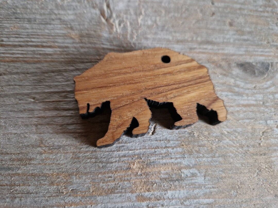 Personalized Wooden Bear Key Chain S005 Wood Bear Key Fob Laser Cut ...