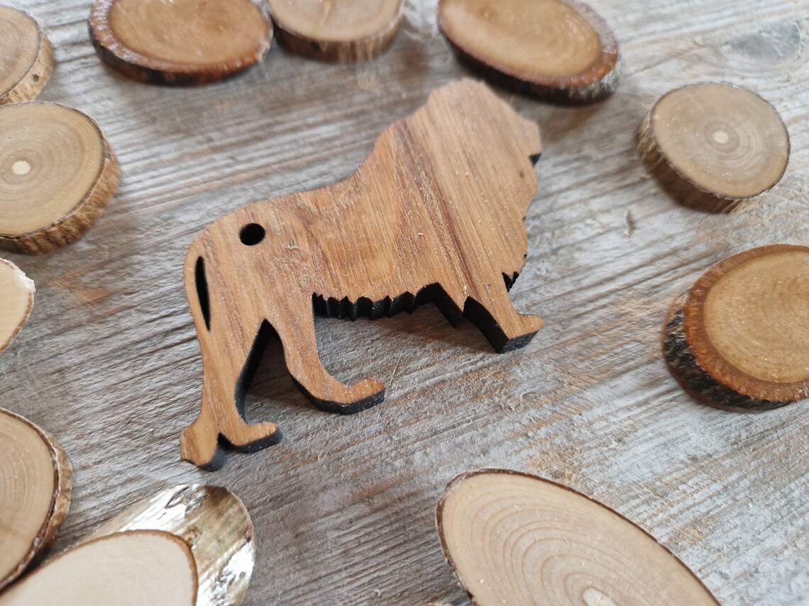 Personalized Wooden Lion Key Chain S023 Wood Lion Key Fob Laser Cut ...