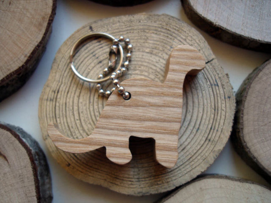 Wooden Dino Key Chain Wood Dinosaur Key Fob Hand Cut | Etsy