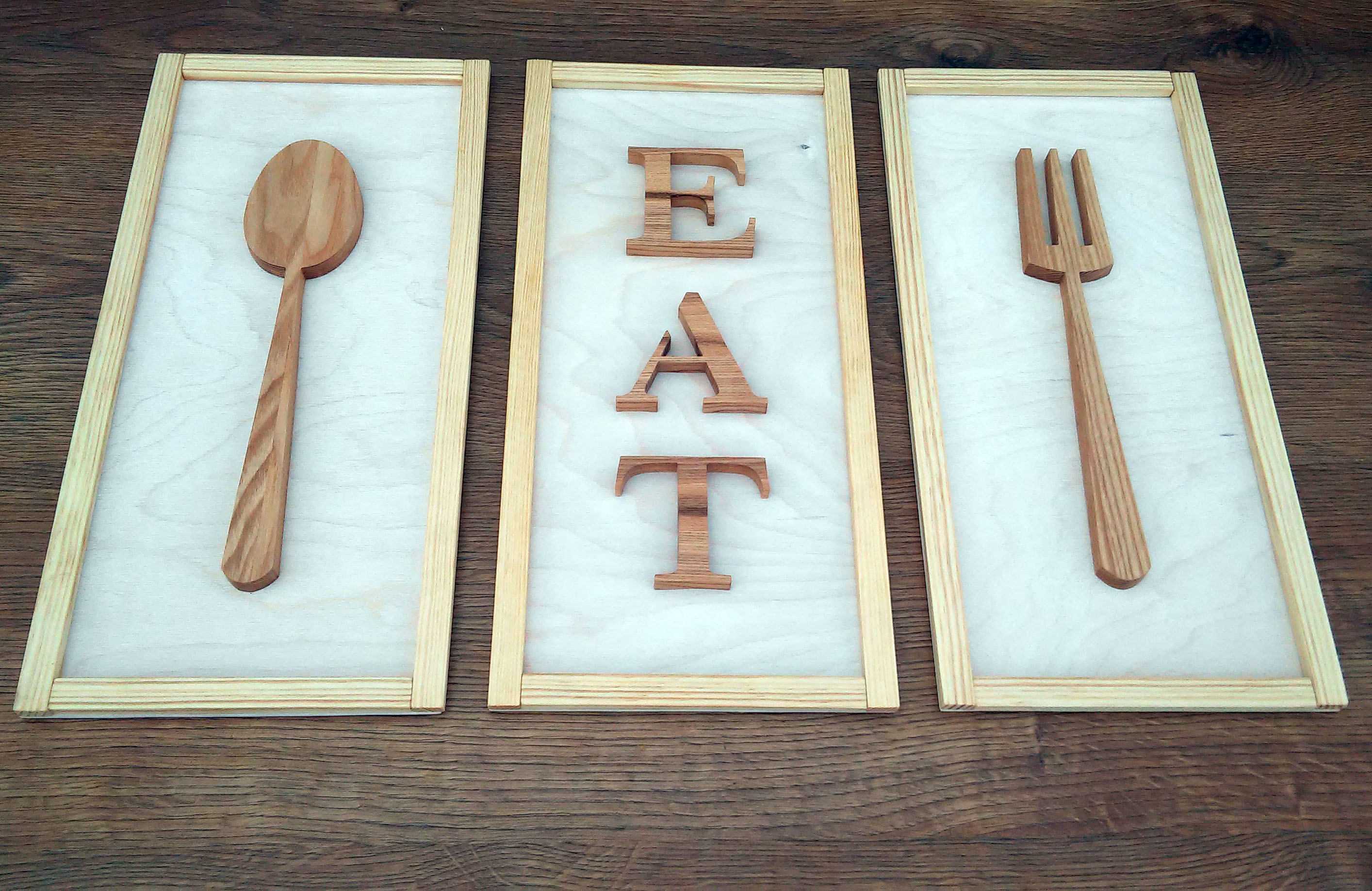 Wooden Kitchen Wall Hanging sign 16'' Fork Spoon EAT | Etsy